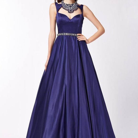 Angela & Alison | Dresses | Angela Alison Sz4 Midnight Blue Satin Long ...